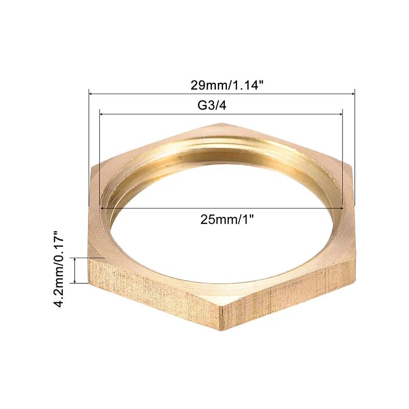 Uxcell латунные шестигранные замковые гайки для сантехники G3-4 2pcs