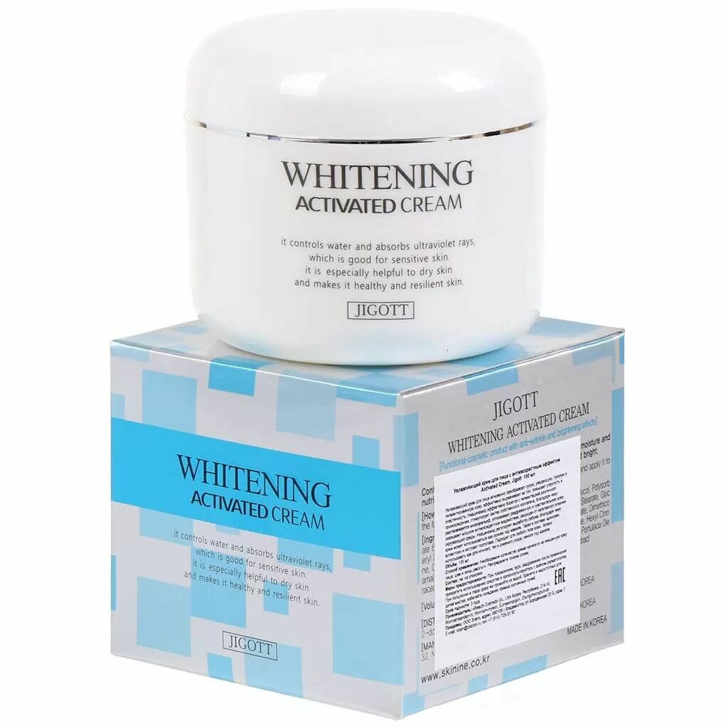 Отбеливающий крем для лица Jigott Whitening Activated Cream, 100 г, корейская косметика для сияния и ровного тона кожи