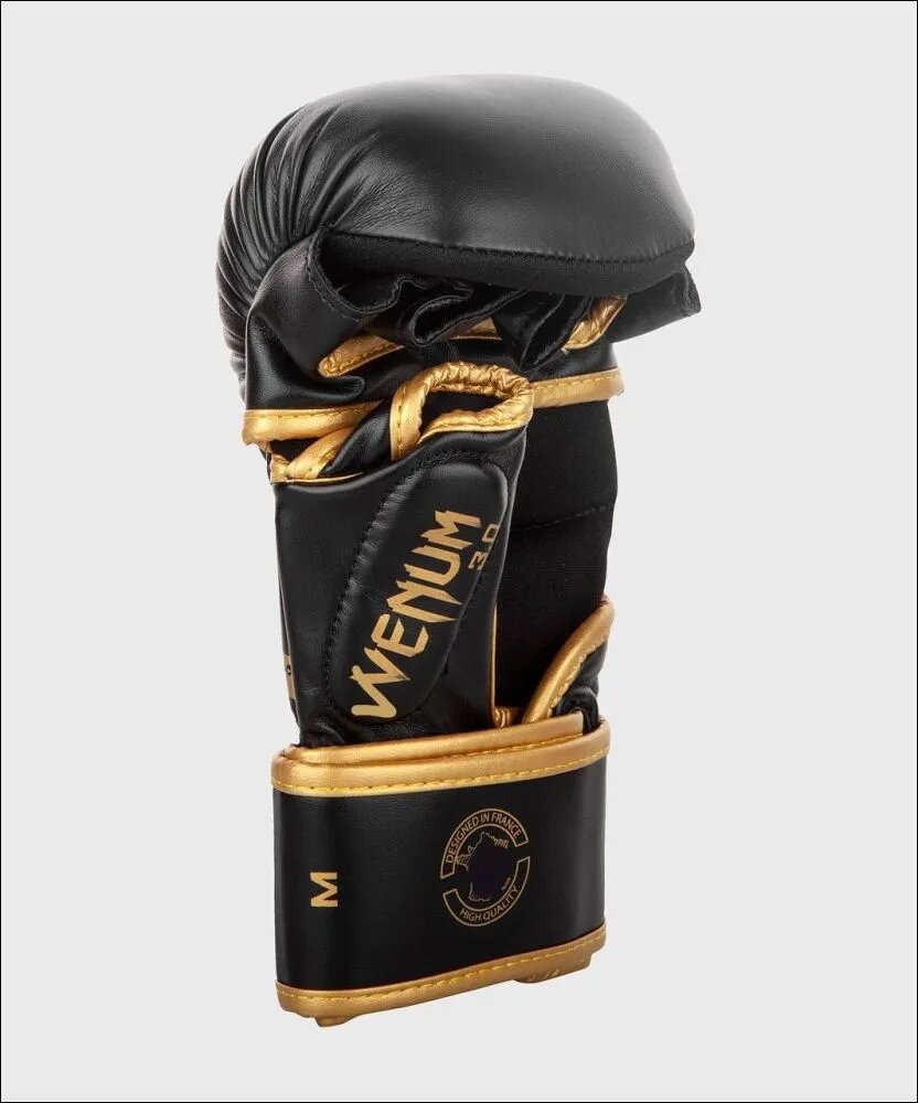 Перчатки для единоборств Venum 3.0, размер S, для MMA, натуральная кожа, черно-золотые — фото 1