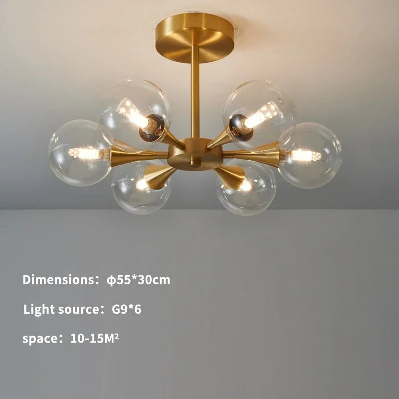 Медная люстра Magic Bean QINGYUNKE меняющийся, 6Heads clear