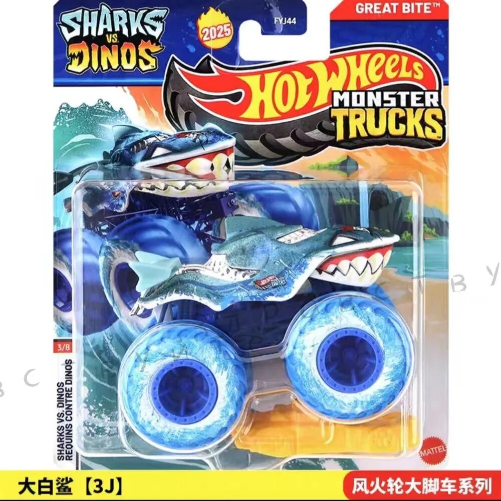Машинка Hot Wheels Monster Trucks Sharks vs Dinos Great Bite — фото 1