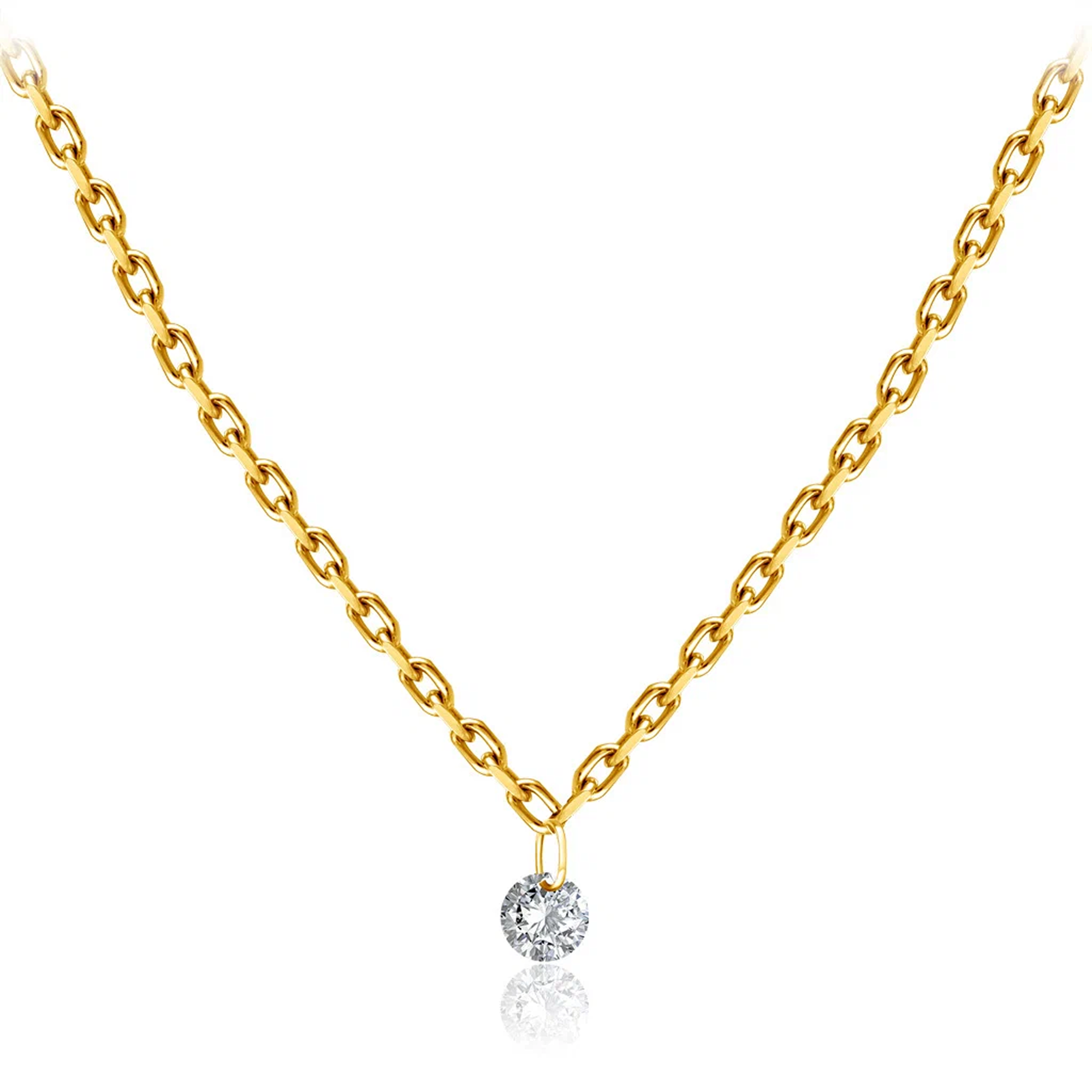 Колье, желтое золото, 585 проба, бриллиант