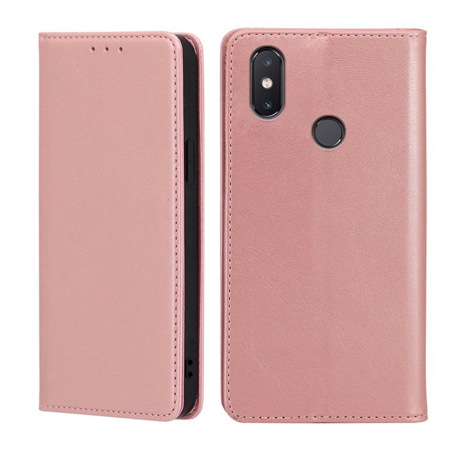 Чехол-книжка MyPads для Xiaomi Mi 8 SE из натуральной телячьей кожи с магнитным замком, розовый