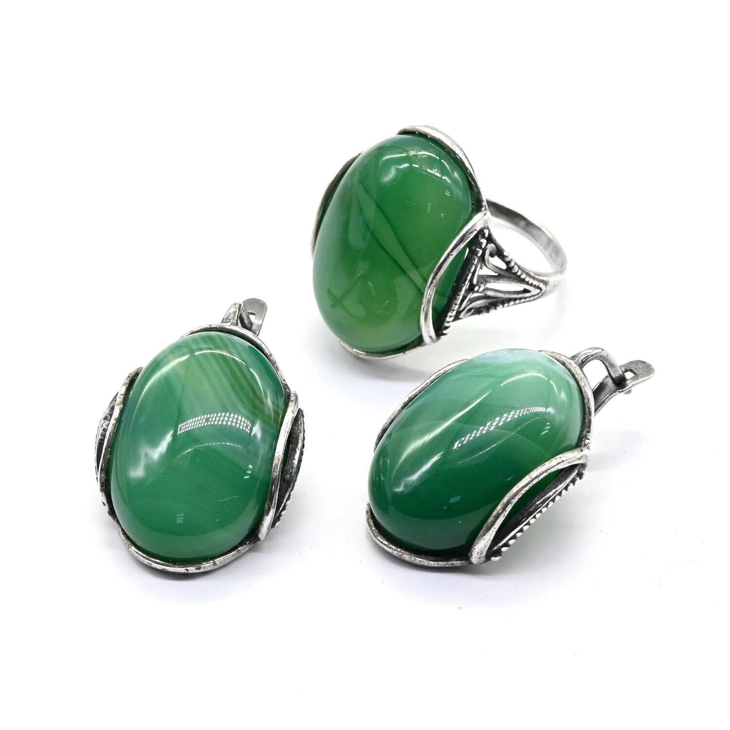 Комплект бижутерии: кольцо, агат