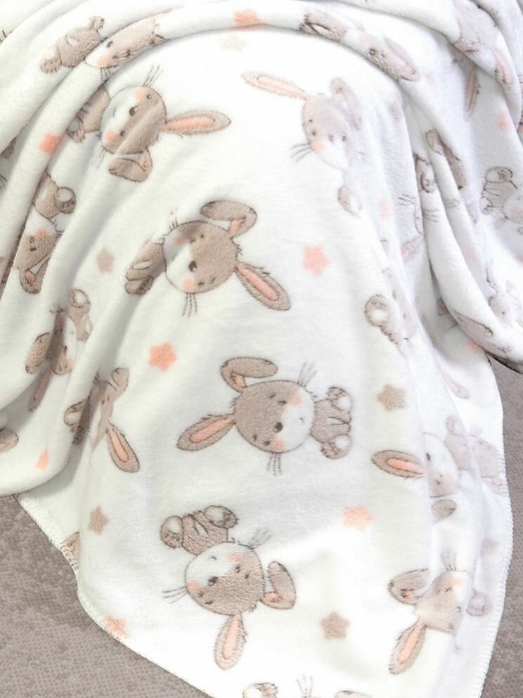 Плед La Notta "Плюшевые Зайки", 150x200см, велсофт, детский, плюшевый, белый