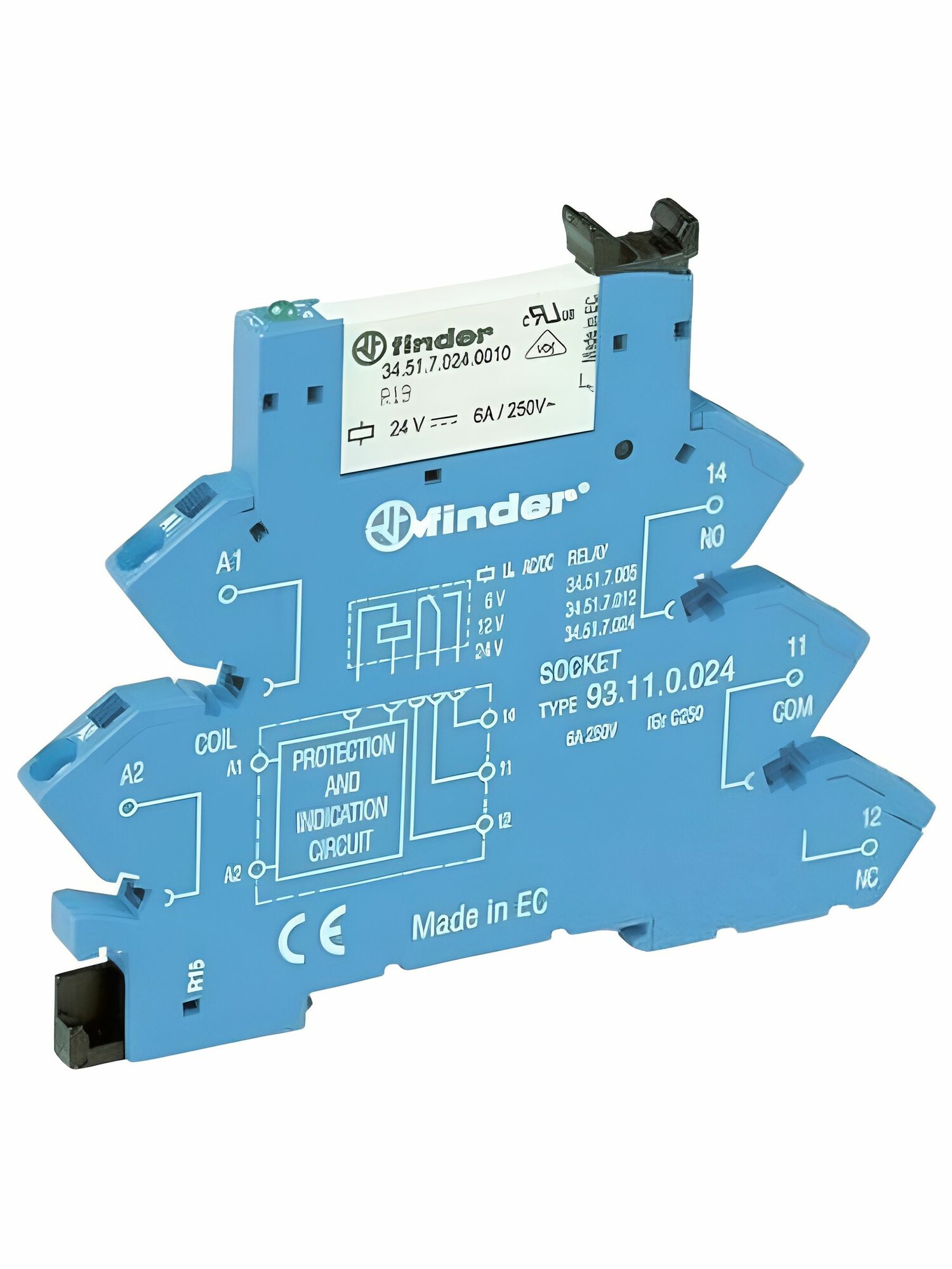 38.51.7.024.0050, Интерфейсный модуль электромеханическое реле; 1CO 6A; контакты AgNi; питание 24В DC (чувствит.); категория защиты IP20; винтовые клеммы
