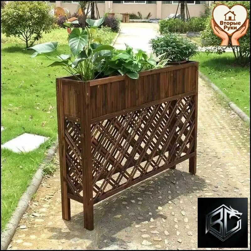 Узкий забор-цветник из ДПК 80x25x90 см, для сада и балкона, влагостойкий