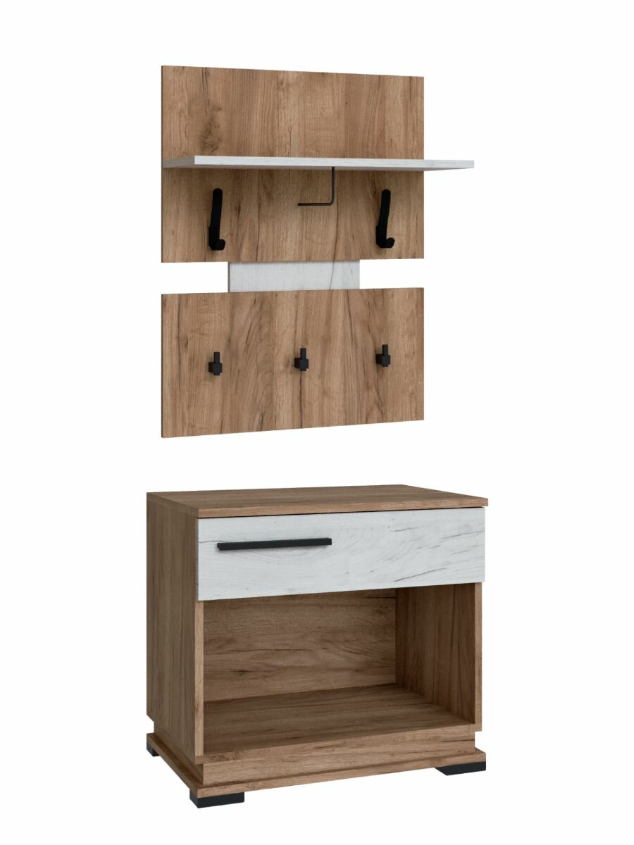 Домани комплект мебели для прихожей Модена, тумба МТ30 + вешалка МВ30, Дуб крафт табачный/Дуб крафт белый/Венге