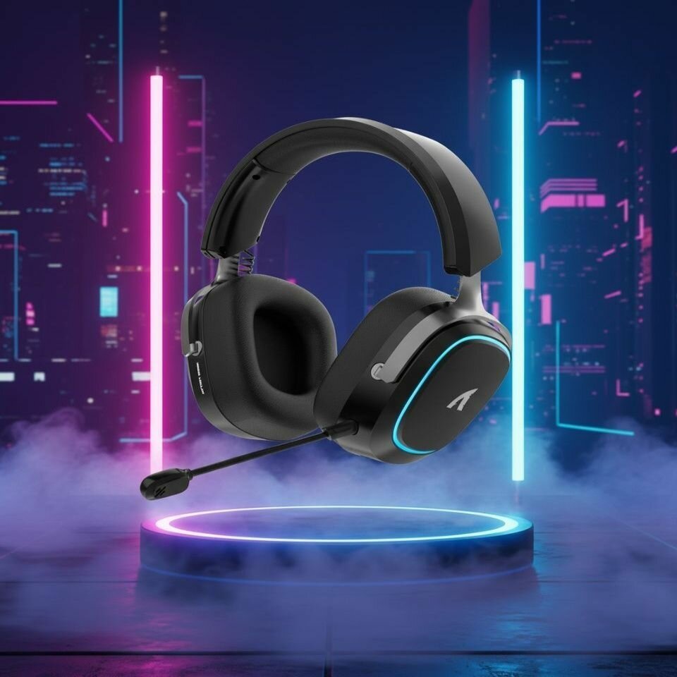 Наушники беспроводные гарнитура с RGB-подсветкой ATTACK SHARK G800
