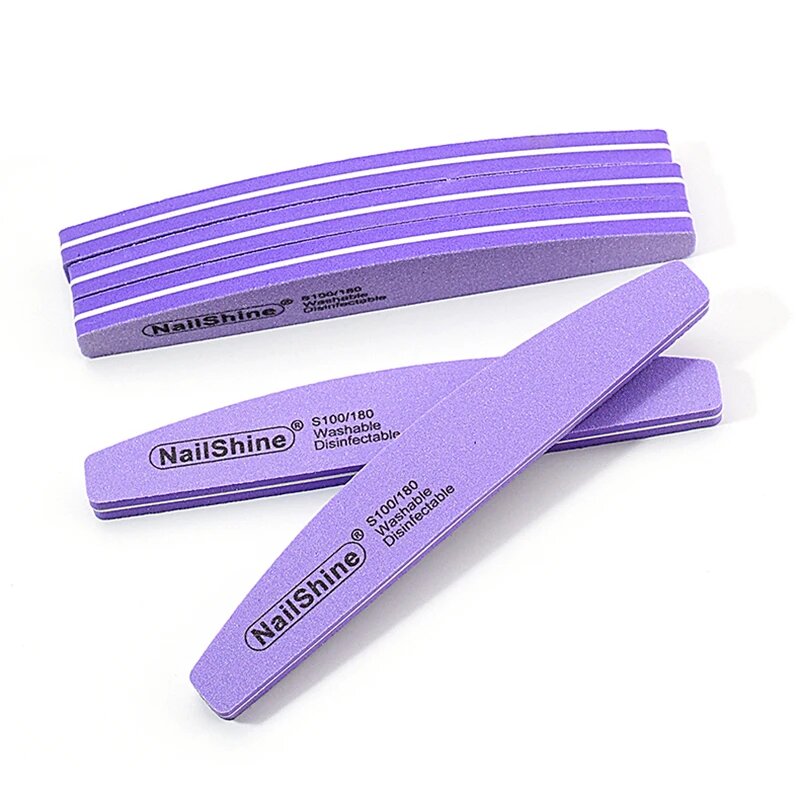 Пилки для ногтей NailShine 100/180, 10 шт, фиолетовые
