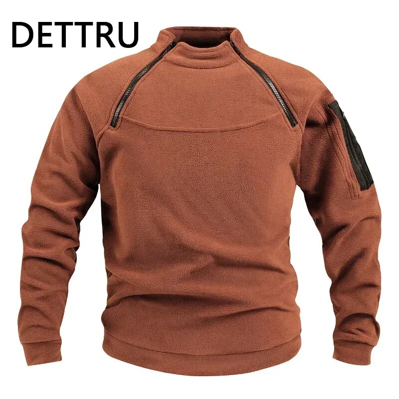 DETTRU Тактическая флисовая куртка мужская XXL, Коричневый, brown