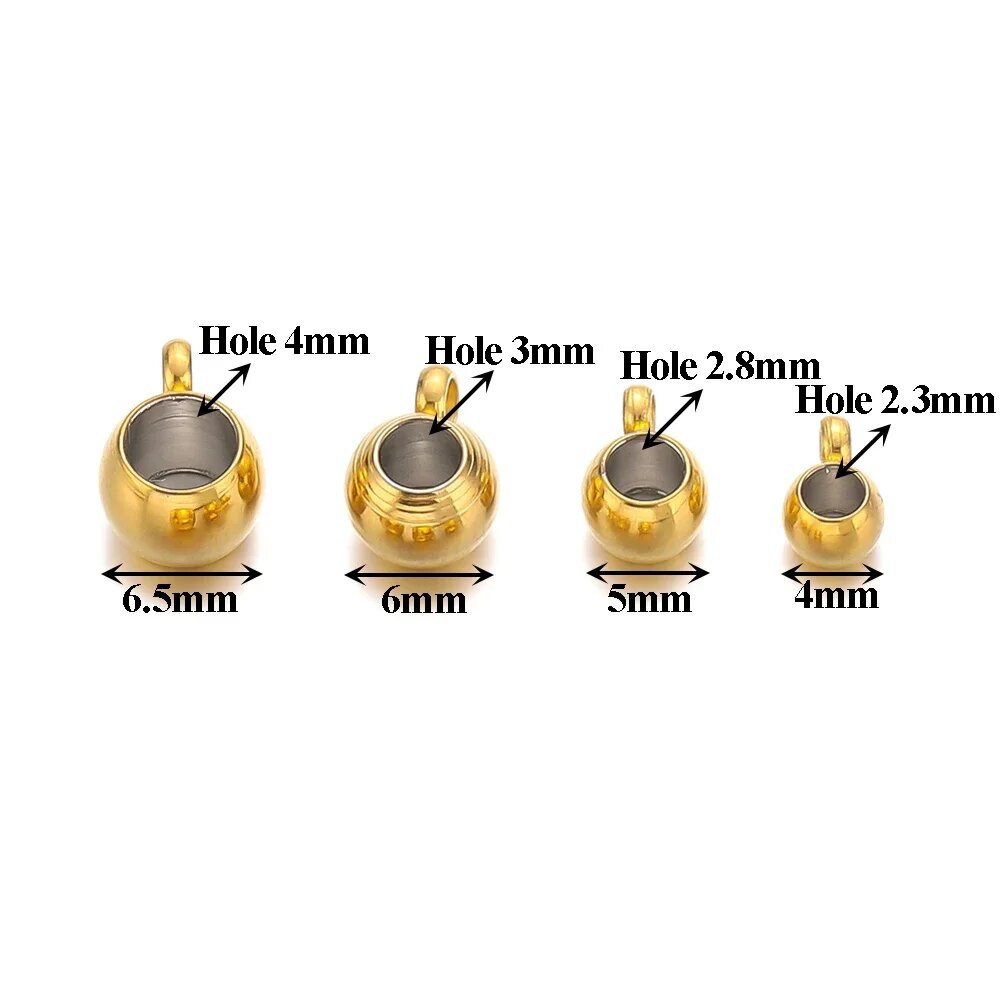 Бусины-разделители Semitree, нержавеющая сталь, золотистые, 2-4 мм 5x2.8mm hole, gold vertical