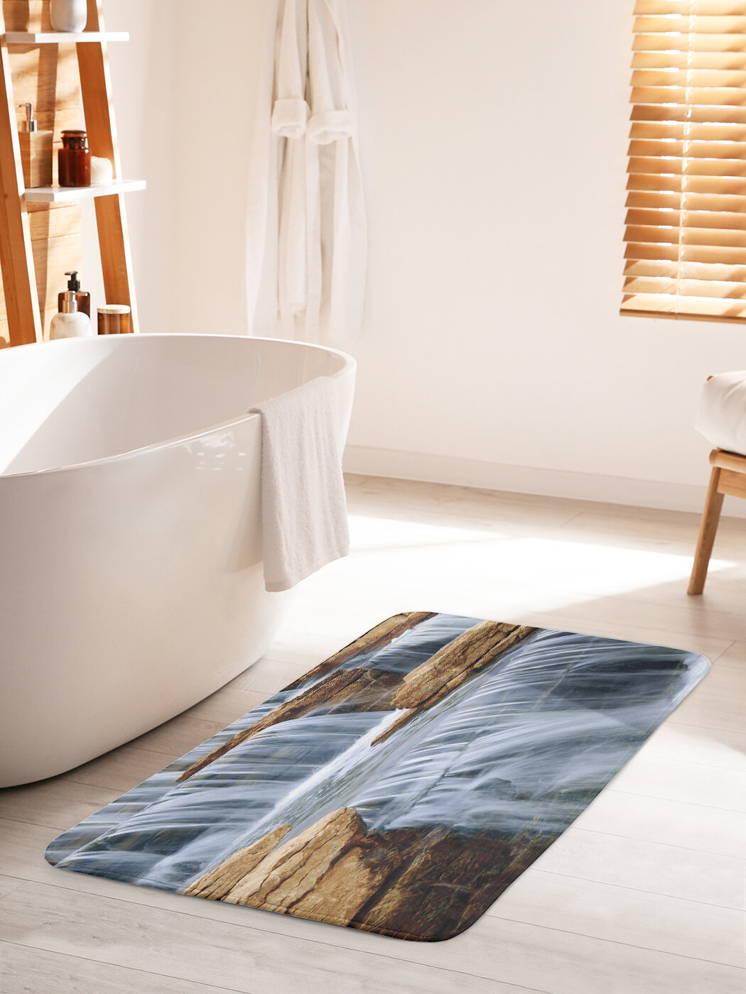 Коврик для ванной комнаты и туалета противоскользящий "Каменный водопад" 60х100 см, JoyArty