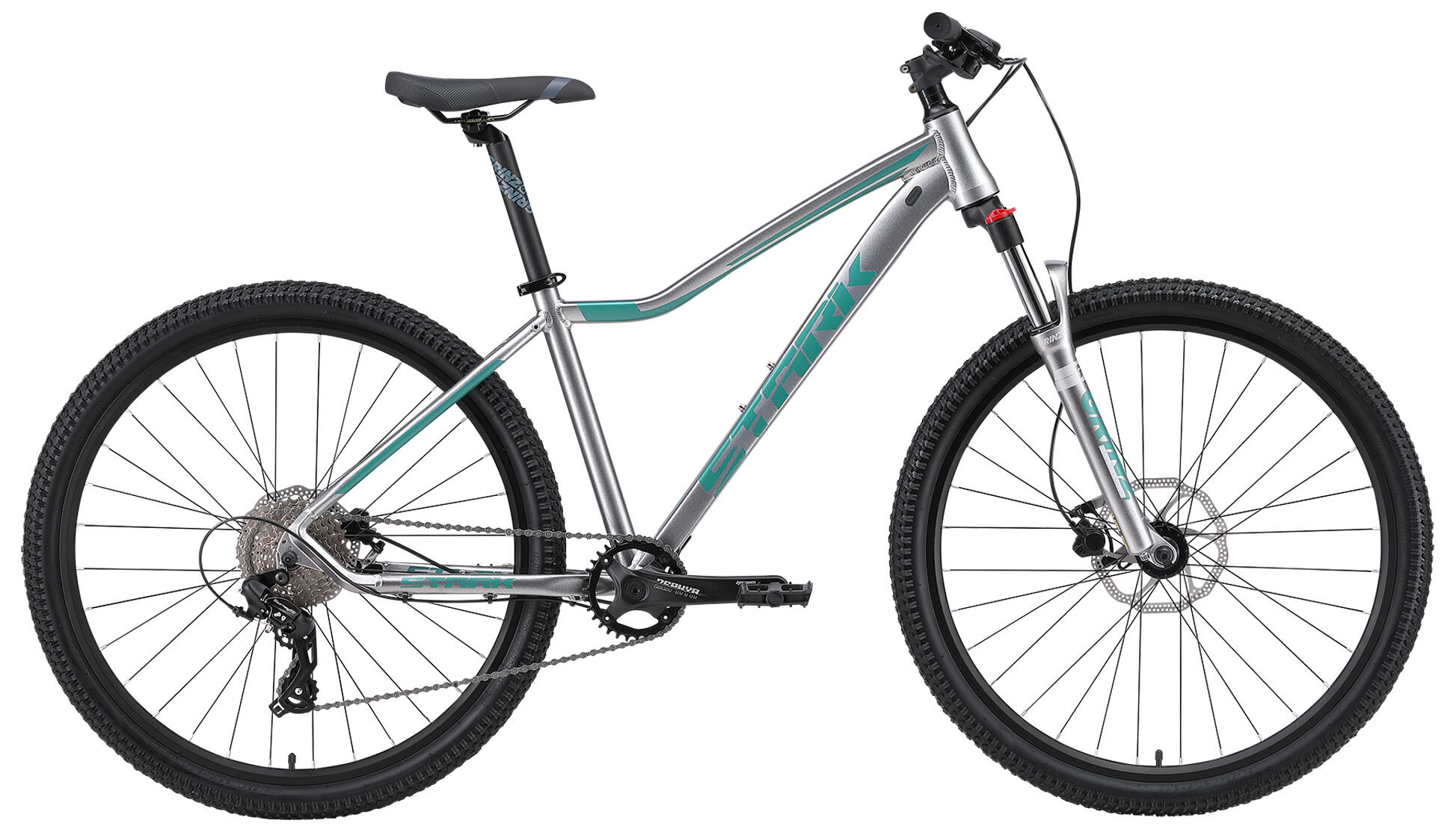 Горный велосипед Stark Viva 27.2 HD (2024) 14.5" Серебристо-бирюзовый (142-152 см)