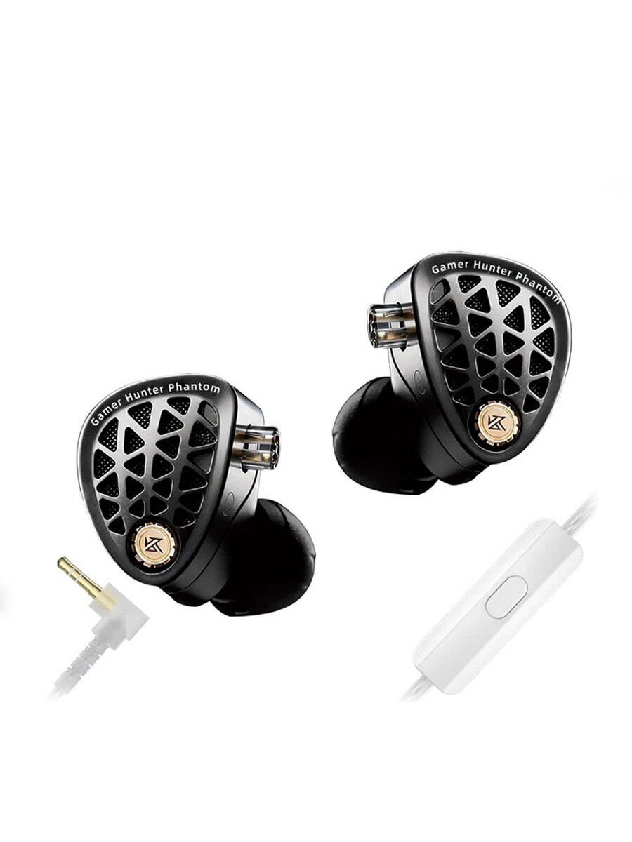 KZ Phantom 3.5 мм с микрофоном, черный, проводные наушники