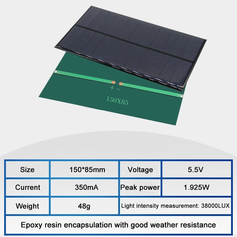 Мини-солнечная панель ecoflypower 5В 30 мА 5.5V 350mA 150x85mm