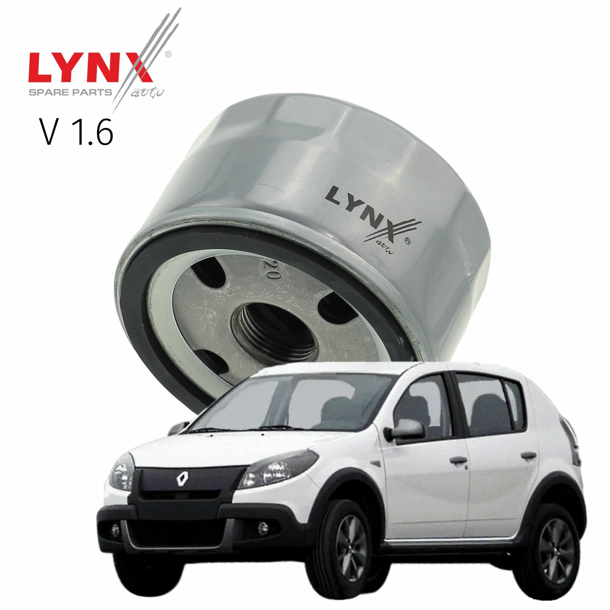 Фильтр масляный Renault Sandero / Stepway (1) 2007 - 2014 V1.6 103лс K4M, K7M / 1шт LYNXauto