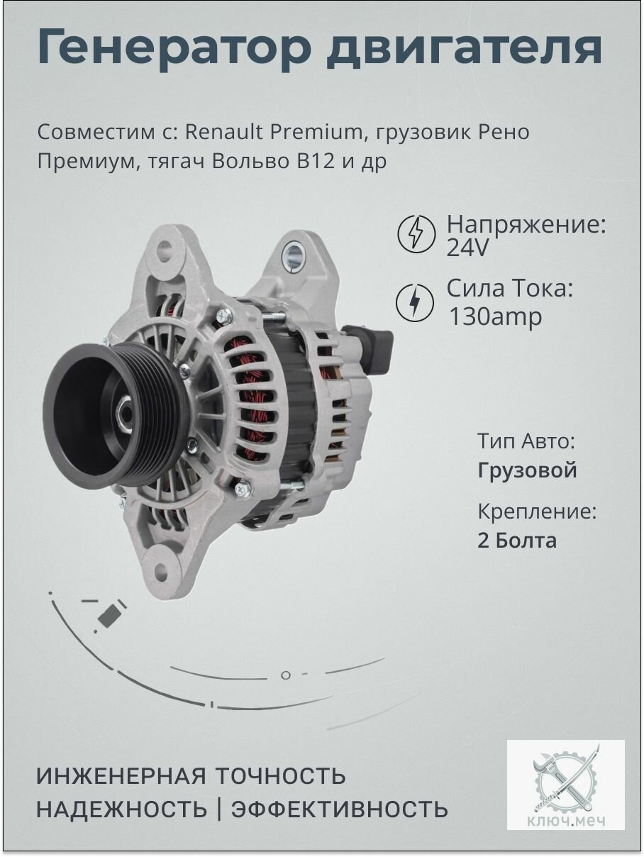 Генератор Renault Premium, грузовик Рено Премиум, Вольво B12