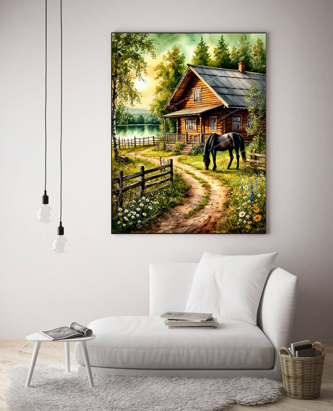 Картина на стену для интерьера "Конь у дома" 40х50 см, холст на подрамнике, ArtInter