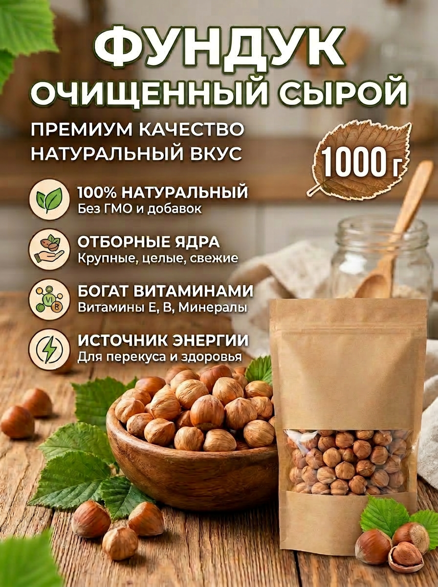 Фундук очищенный сырой 1000 г
