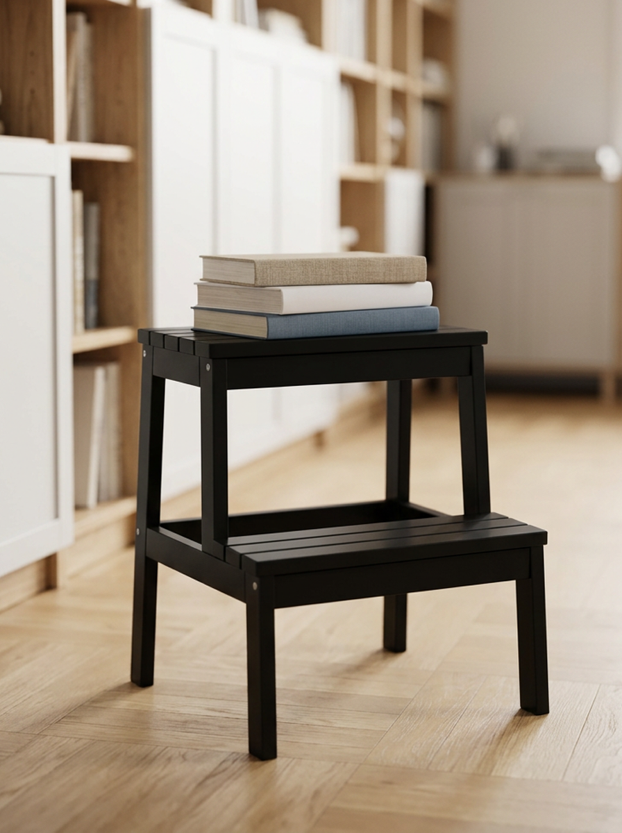 Лесенка-стремянка IFERS для дома, кухни, 2 ступени, деревянная, цвет венге