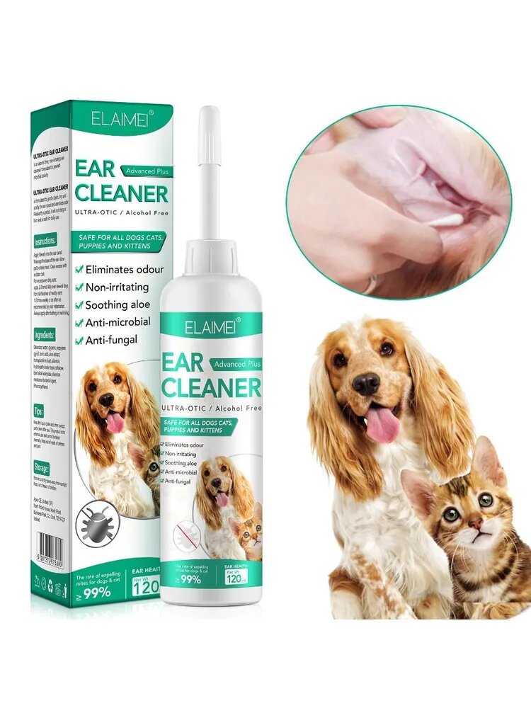 Лосьон для ушей собак и кошек, средство для чистки ушей,120 мл