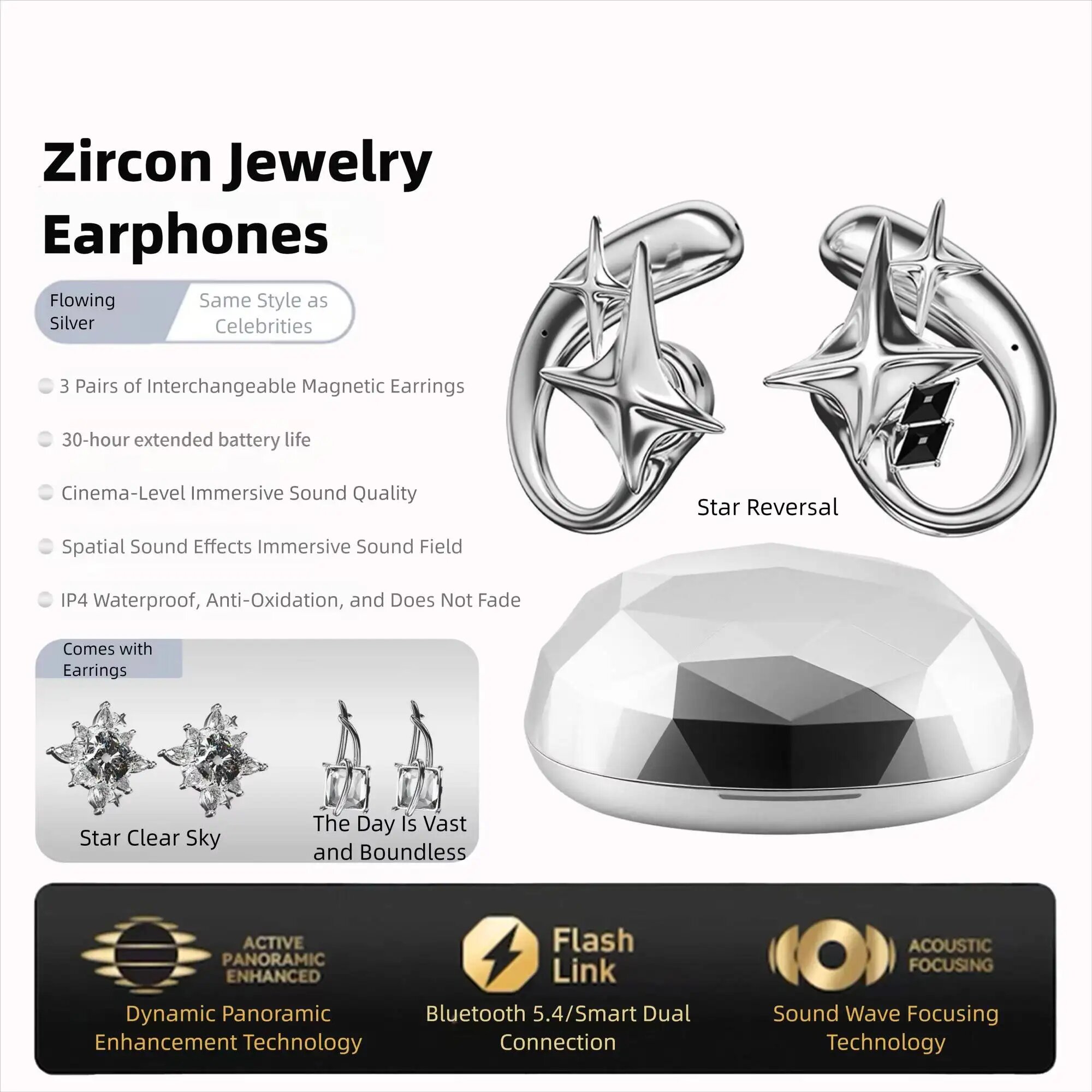 Беспроводные наушники Zircon Jewelry, Цвет: A