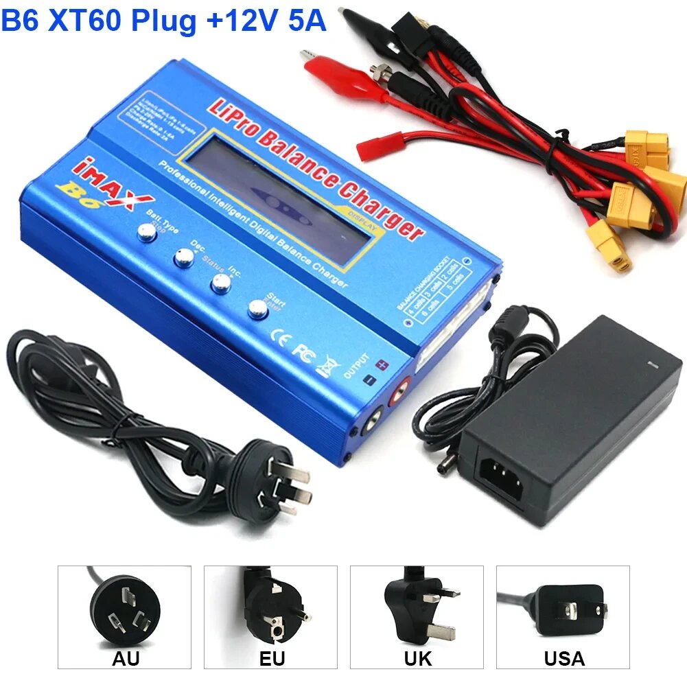 IMAX B6 80W Зарядное устройство для Синий, Европейская вилка (EU Plug), B6 XT60 adapter