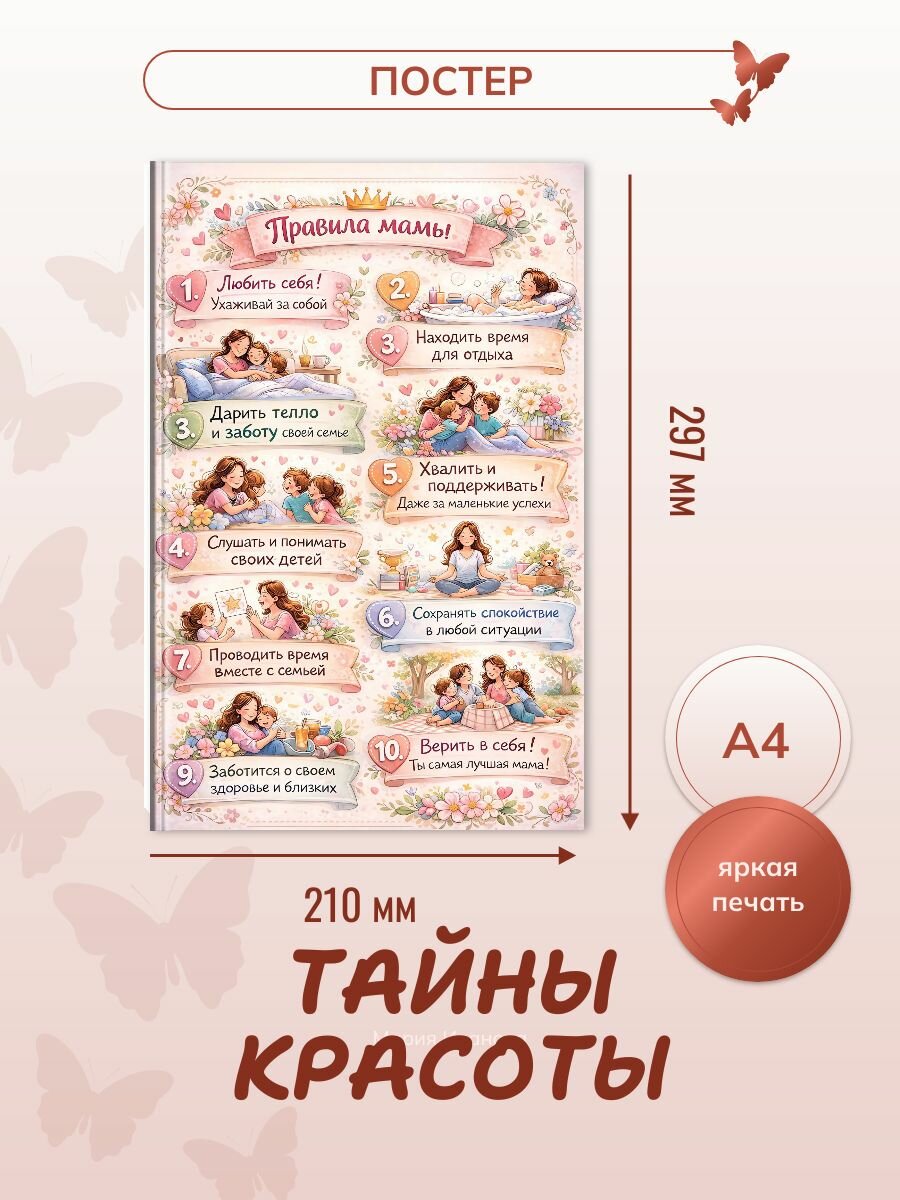 Постер А5 "Правила мамы" — фото 1