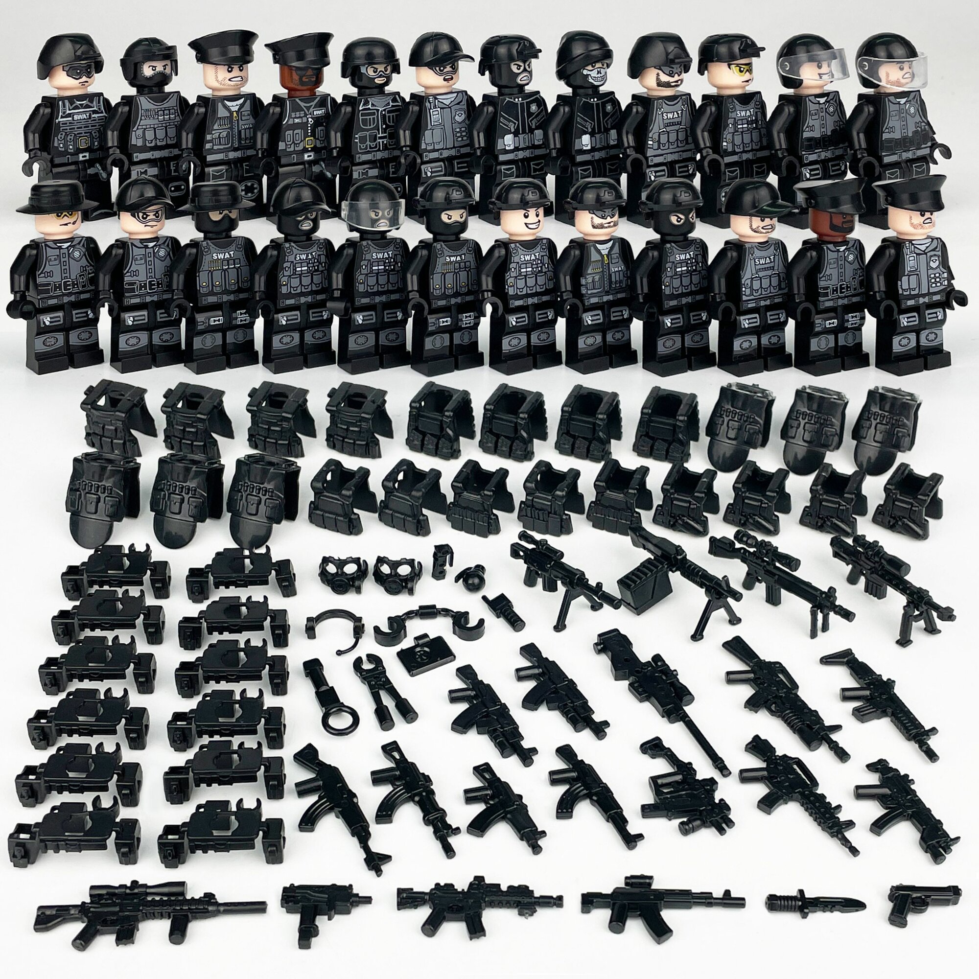 Набор минифигурок Солдаты SWAT / Cпецназ Военные с оружием, аксессуарами совместимы с конструкторами лего 24шт (4.5см, пакет) L 21