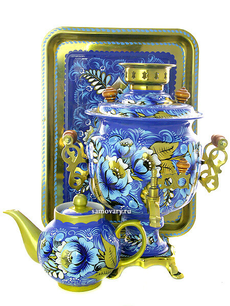 Набор самовар электрический 3 литра с художественной росписью "Кружево"