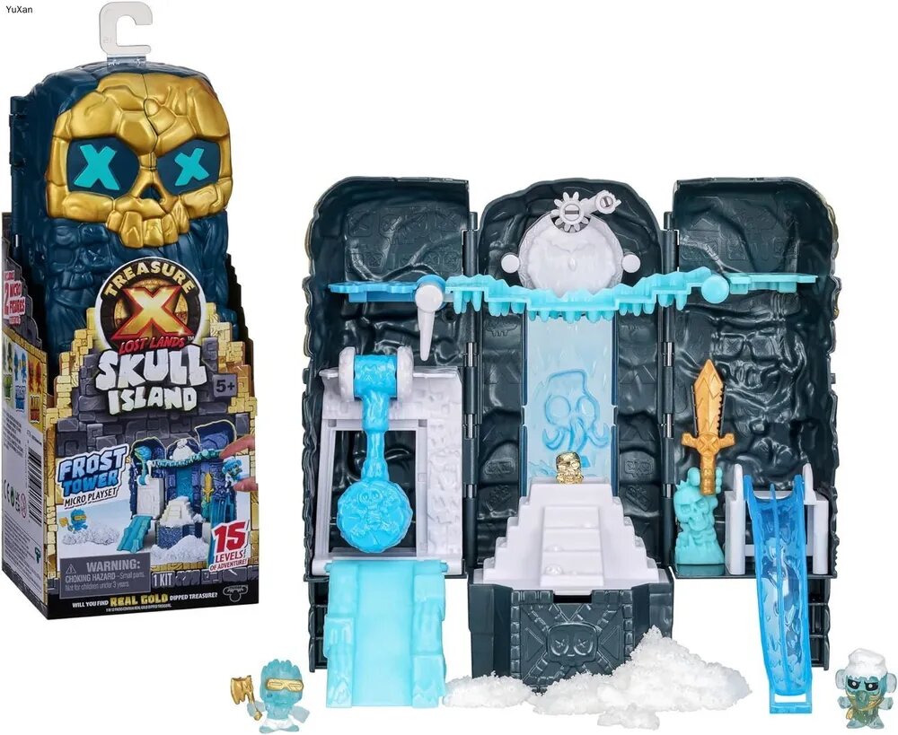 Игровой набор Treasure X Lost Lands Skull Island Frost Tower Micro Playset, 15 уровней приключений.