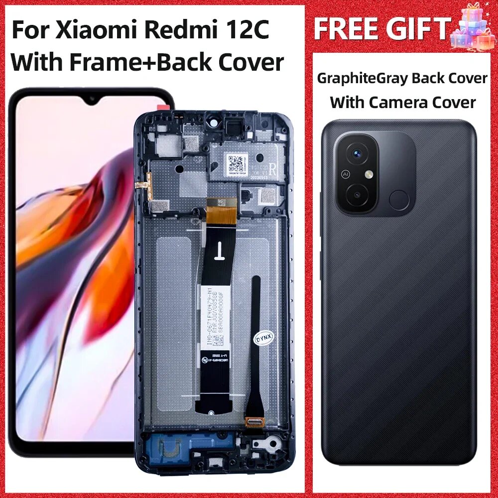 6,71 'для Xiaomi Redmi 12C ЖК-дисплей, сенсорная панель, дигитайзер экрана в сборе для Grey Kit
