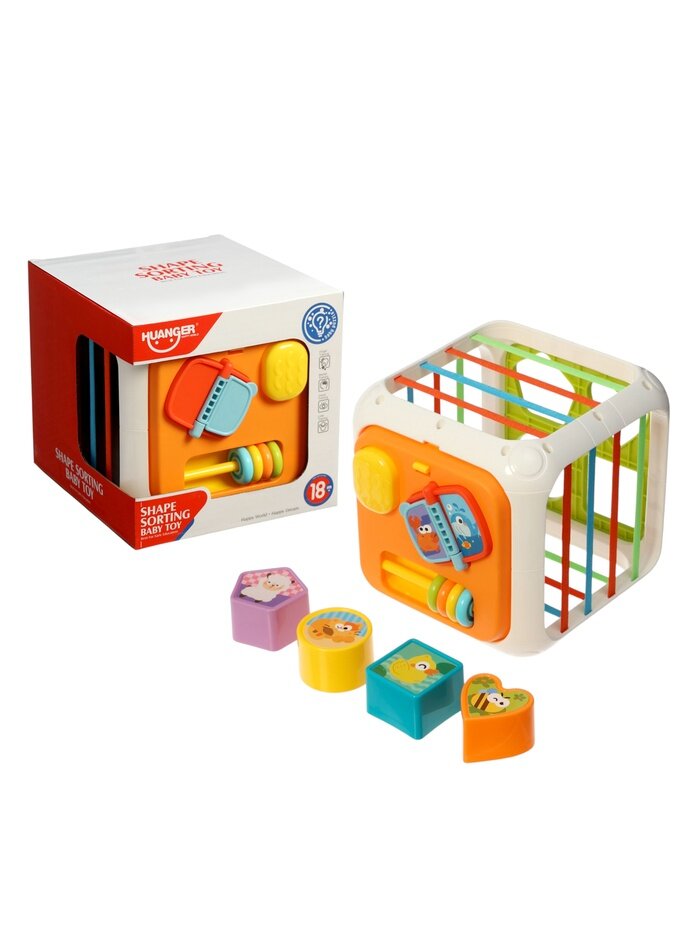 Сортер «Кубик», с шестеренками и фигурами