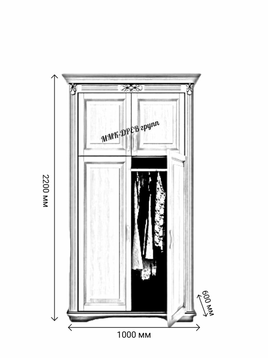 Шкаф для одежды ммк-древ Групп ORSA №3, 100x60x220 см, коричневый, массив сосны — фото 1
