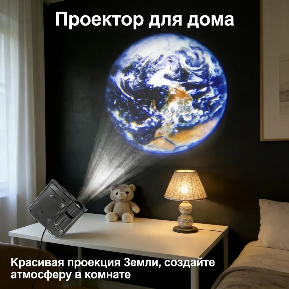 Проектор-ночник с изображением Луны и Земли, светодиодная лампа для фото и декора комнаты, подарок на день рождения