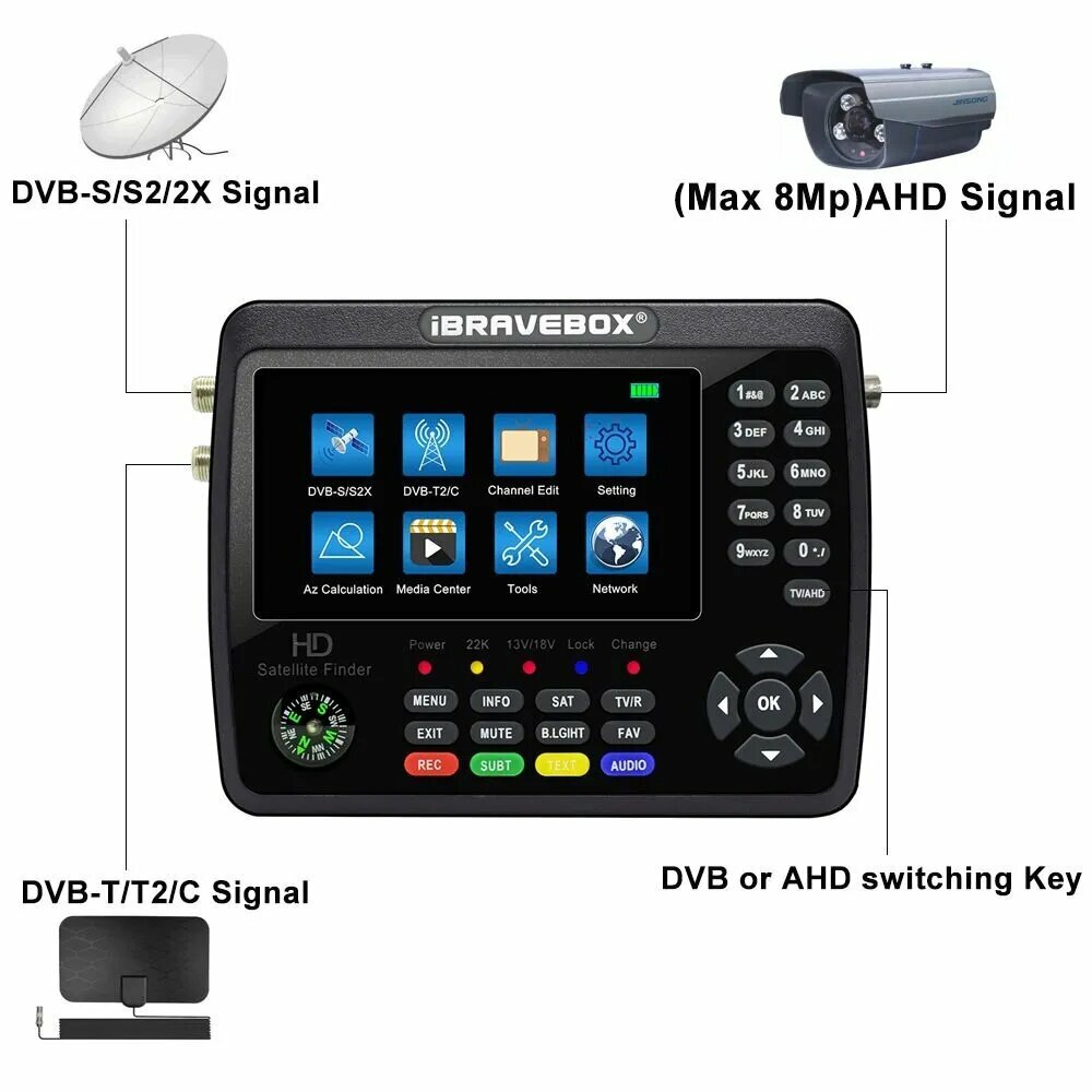 DVB-S2X/T2/C+AHD CCTV COMBO V10 Спутниковый искатель