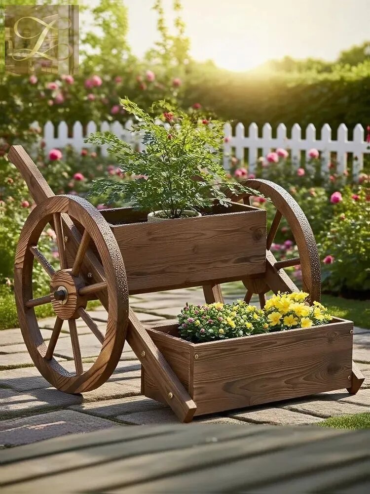 Вазон деревянный для растений 47 см, 1 шт, цвет бежевый, коричневый, напольный