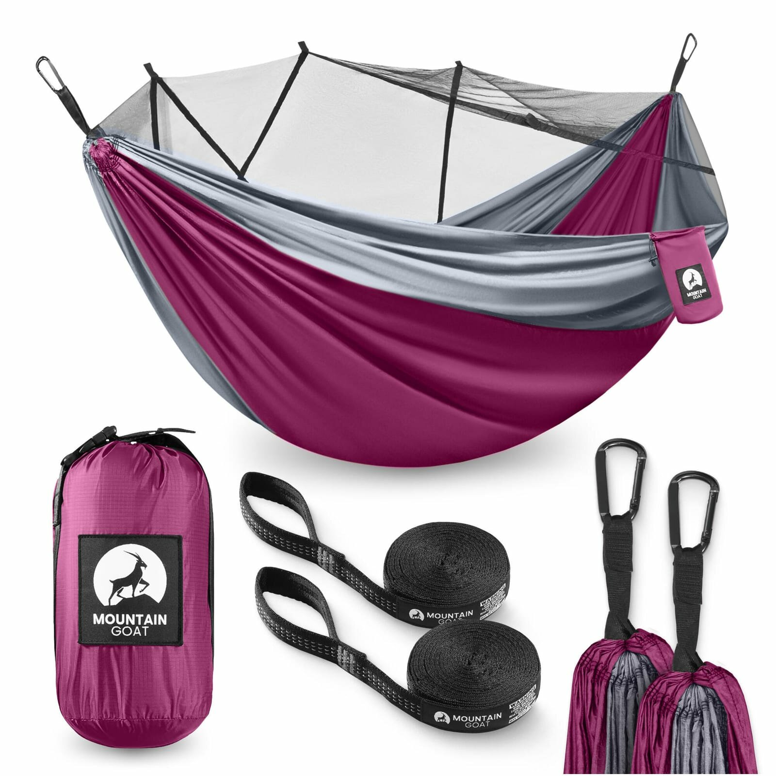 DECATHLON Гамак Mountain Goat, розовый/серый, 300x200 см, 200 кг
