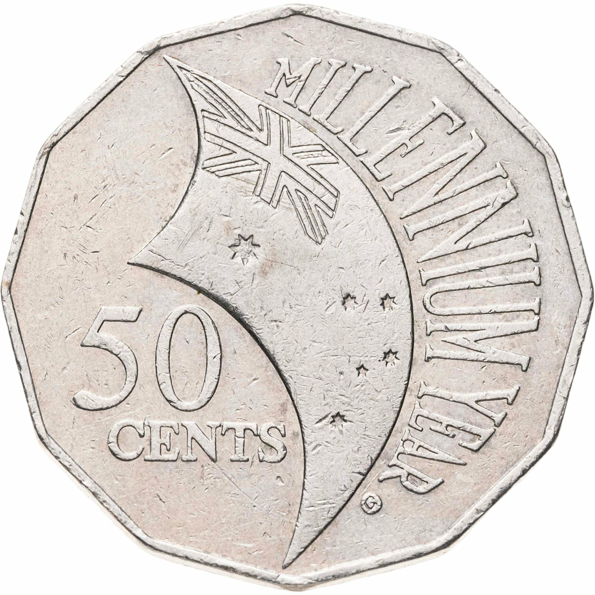 Австралия 50 центов cents 2000 Смена тысячелетия - 2000 год, Мельхиор медь-никель, в сохранности VF-XF