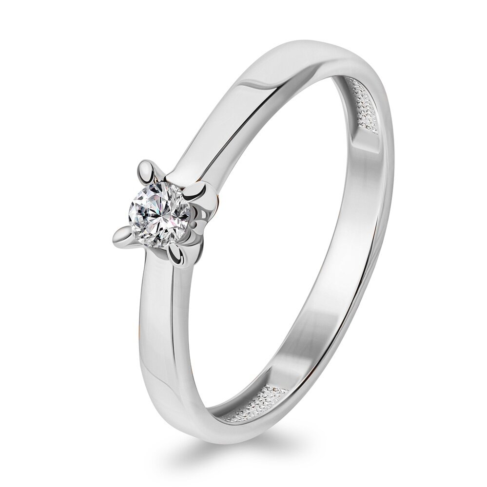 Кольцо помолвочное, белое золото, 585 проба, родирование, бриллиант