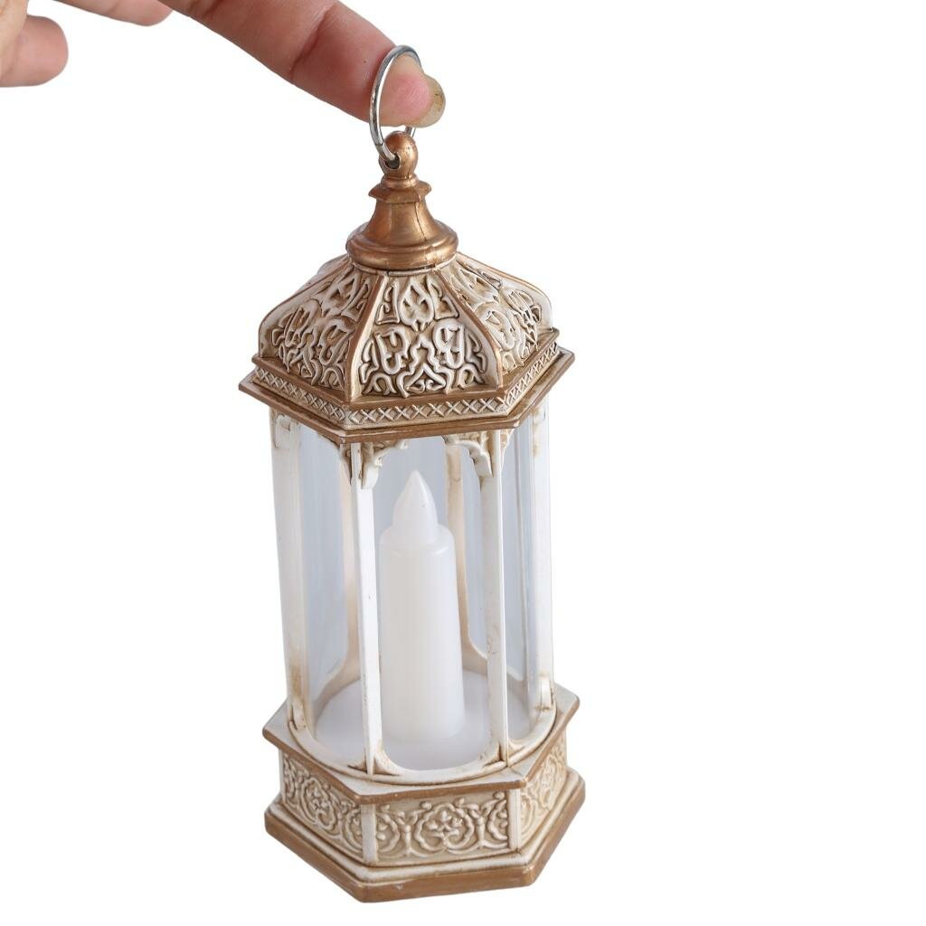 Рождественский фонарик-свечка в винтажном стиле, слоновая кость