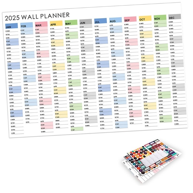 Календарь на 2025 Год Годовой Календарь Еженедельный Планировщик Настенный Календарь на 2025 Год Школьный Календарь Органайзер Расписания для учащихся