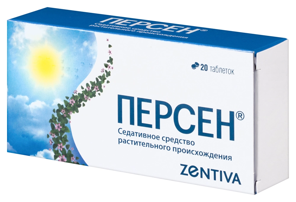 Персен таб. п/о, №20, успокоительное средство растительного происхождения