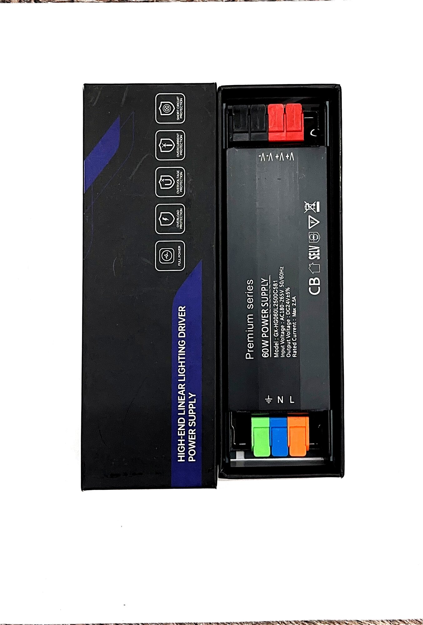Блок питания для светодиодной ленты GTR LED 60W / 24V / 2.5A Premium series