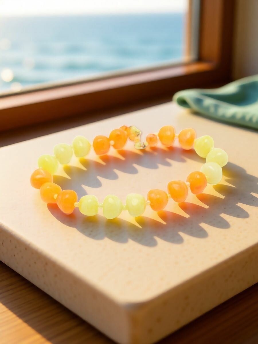 Бусы винтажные СССР. Длина 44 см. Очень яркий желто-оранжевый стиль!