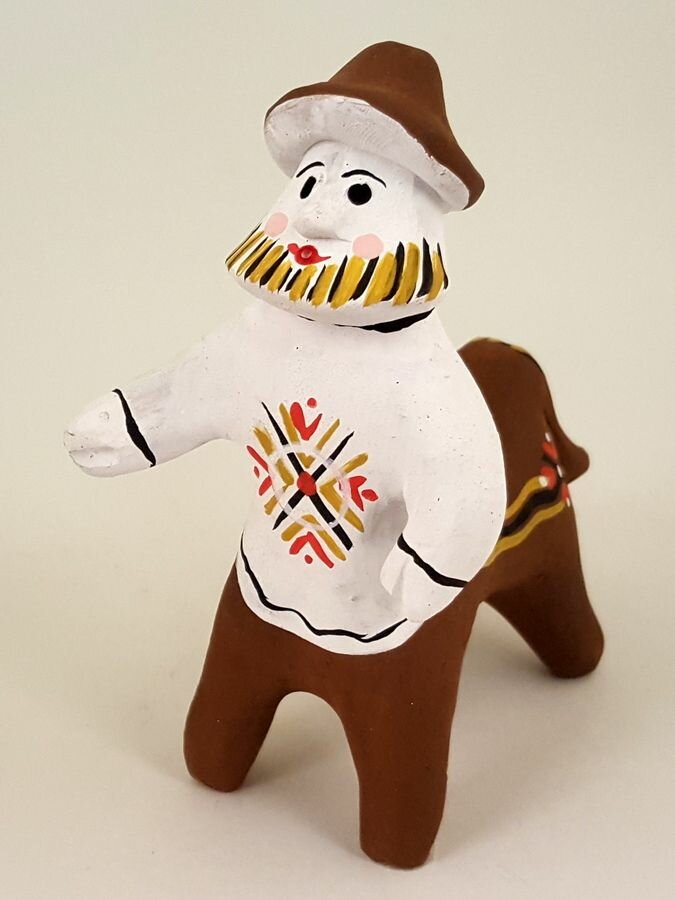 Полкан в белом кафтане (2)-1, Каргопольская глиняная игрушка, ручная авторская работа