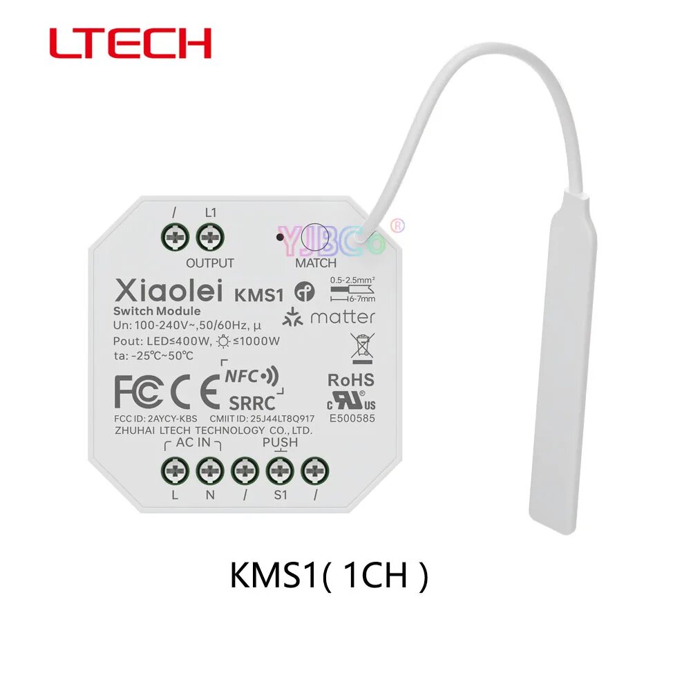 LTECH KMS1 1CH PUSH-Relay Matter/Thread