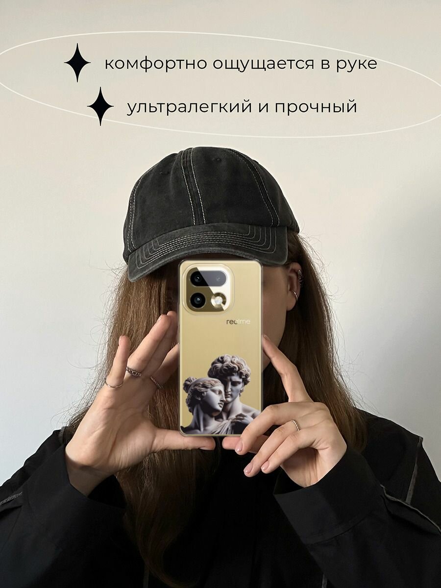 Чехол на Realme 16 Pro+ / Реалме 16 Про+ с принтом Нежные скульптуры, прозрачный — фото 1