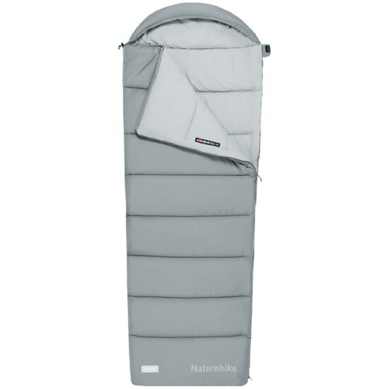 Naturehike Спальный мешок CNK2350WS023 MS300 с капюшоном, серый, молния слева